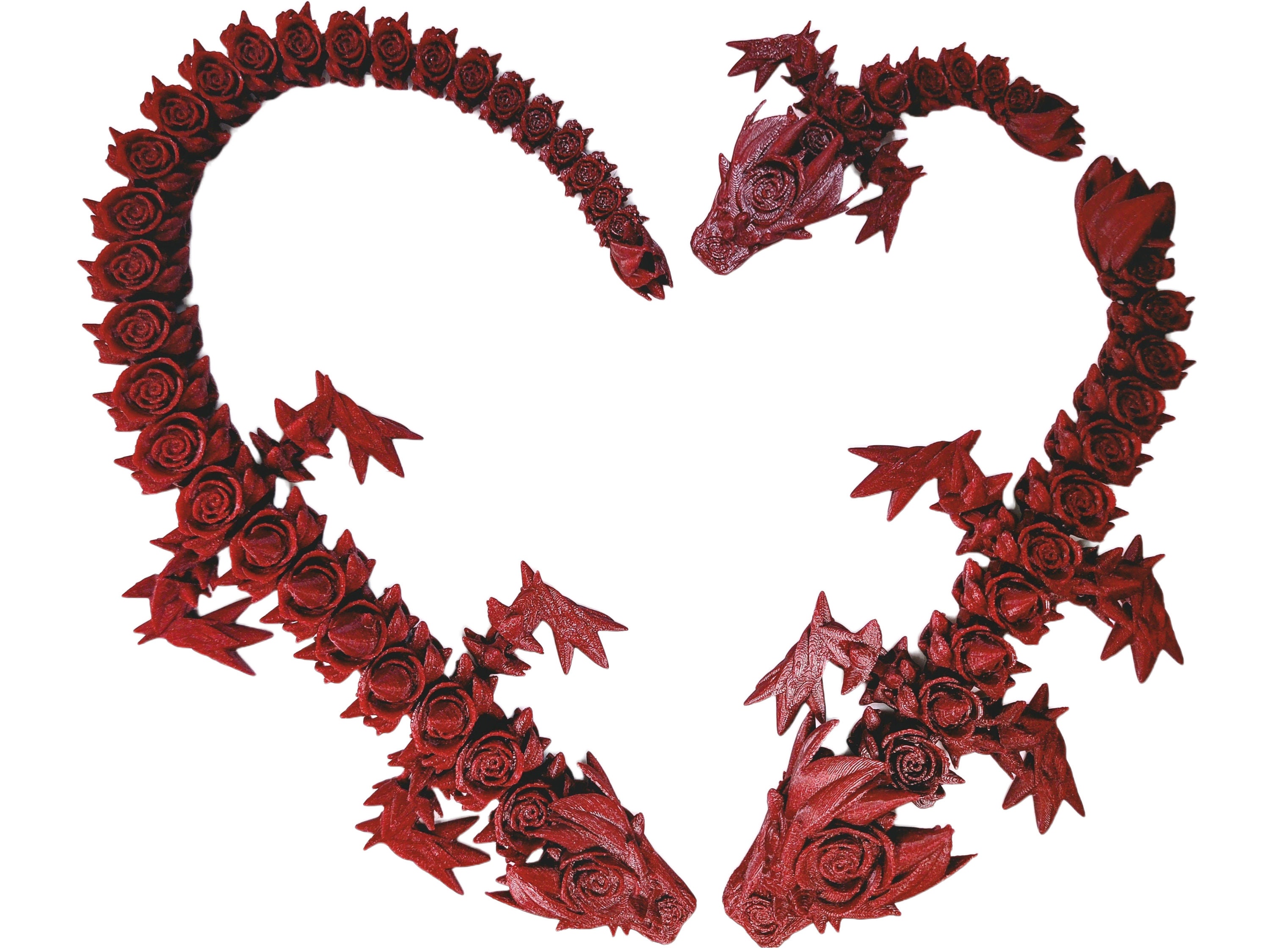 Rose Dragon, 3D Printed Articulated Fidget Toy, Decoration, Model With ...