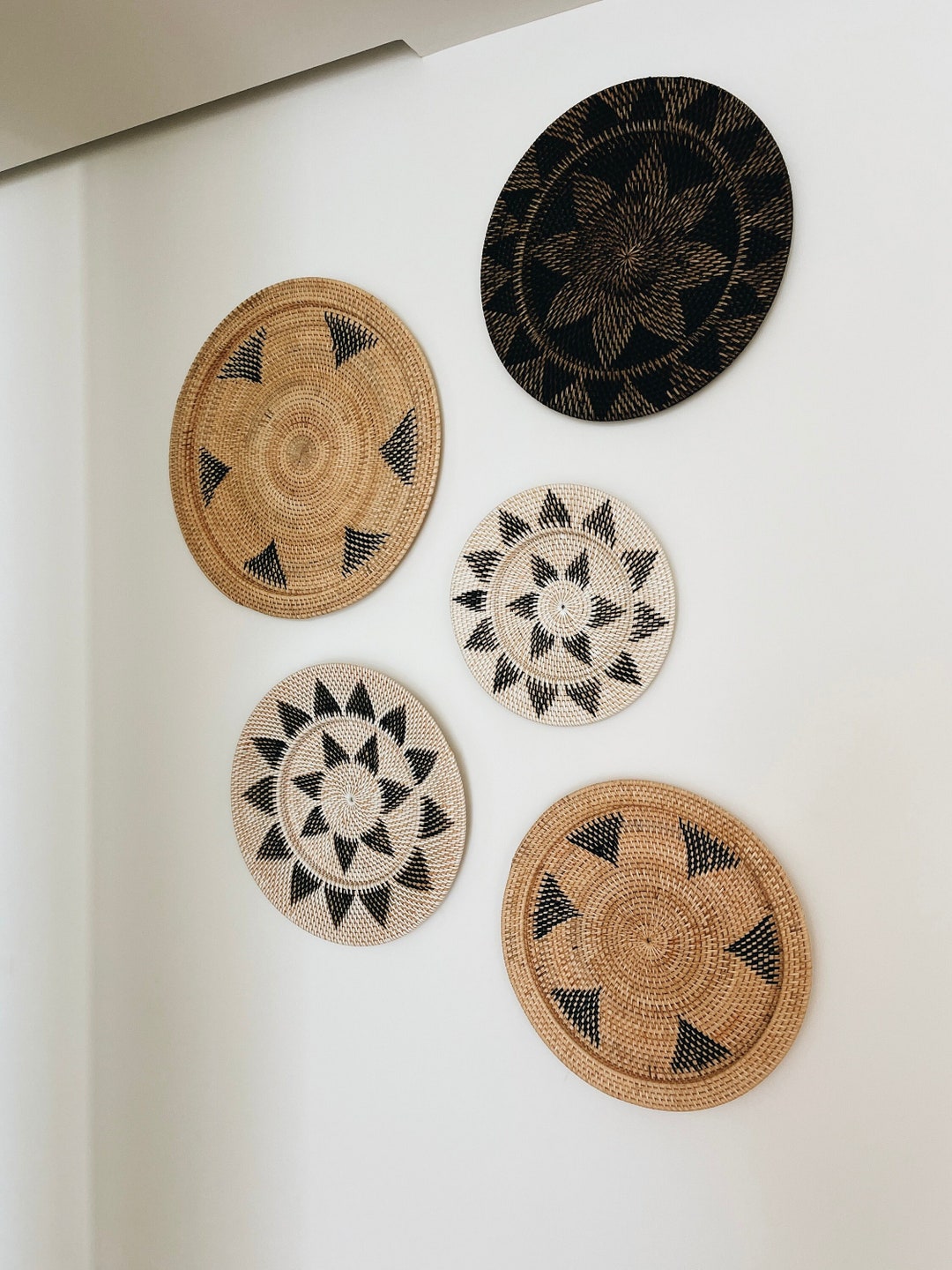 Lombok White Round Wall Rattan Decor Plates 30cm, 40cm, 50cm, 60cm ...