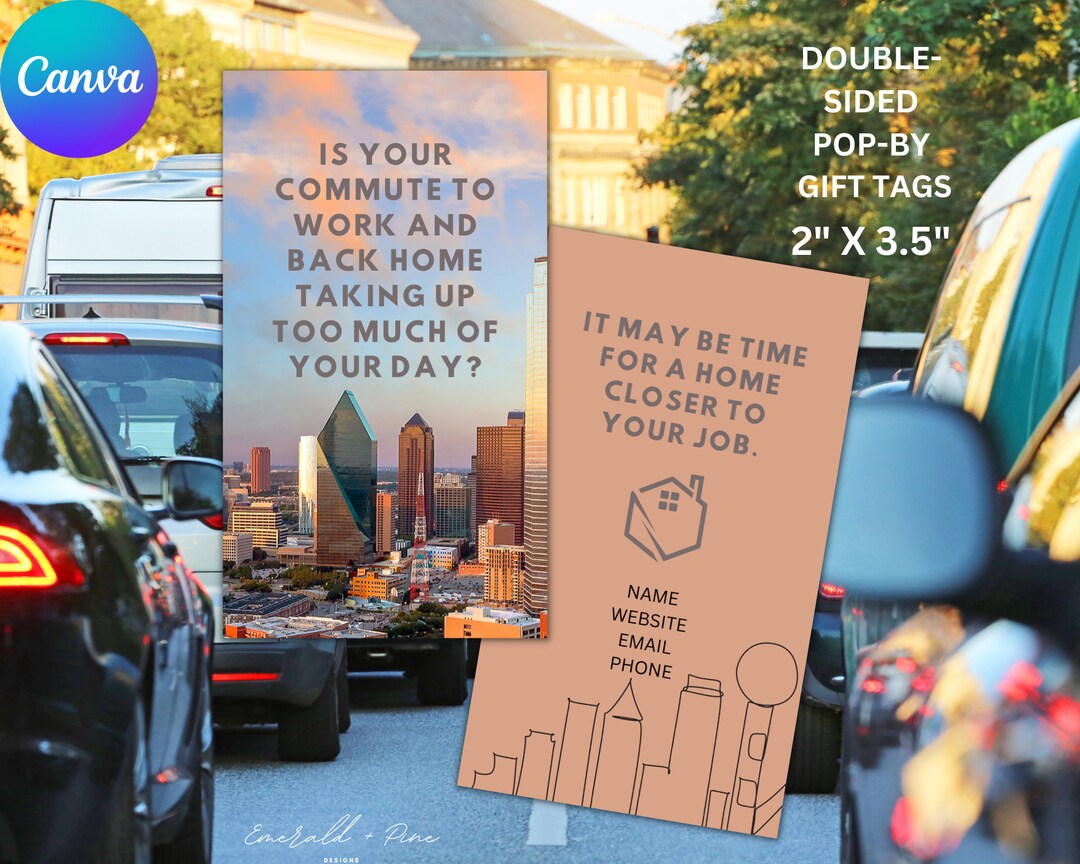 Commute Drive Work Popby Gift Tag Canva Custom Digital Instant Download ...