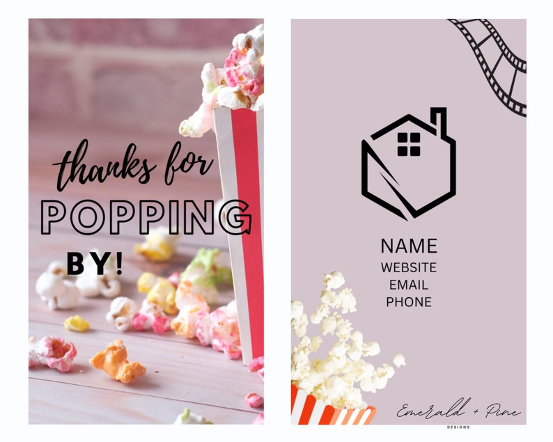 Popping by Popcorn Popby Gift Tag Canva Custom Digital Instant Download ...