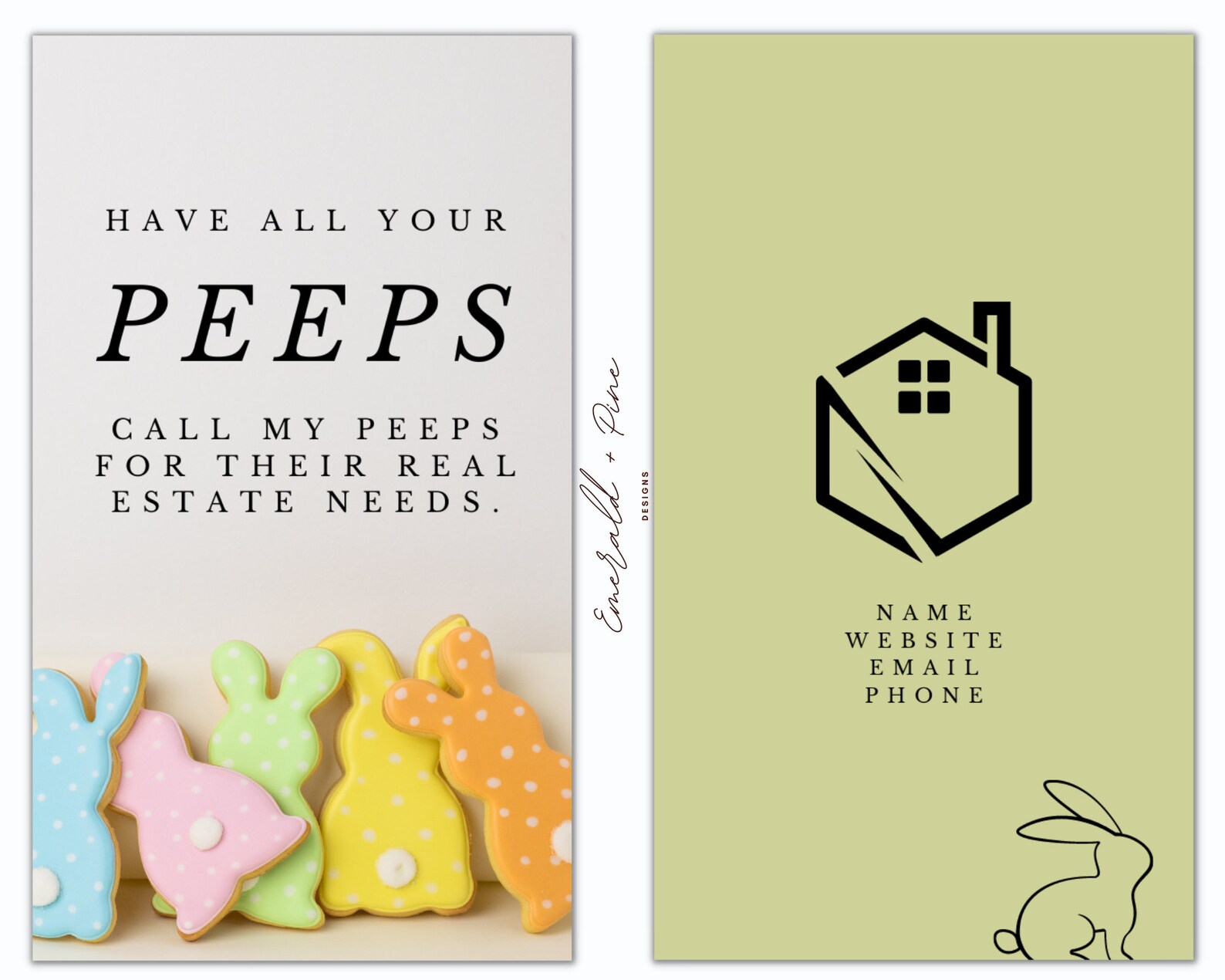 Peeps Easter Bunny Popby Gift Tag Canva Custom Digital Instant Download ...