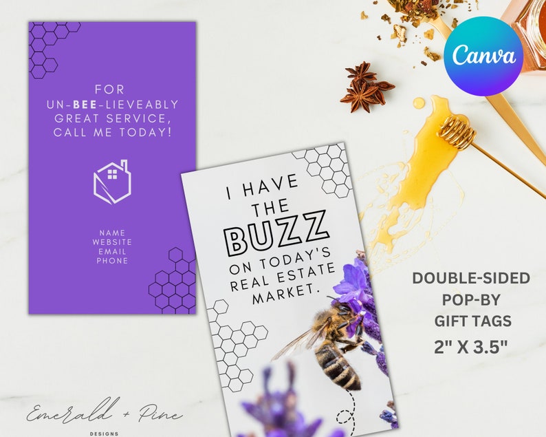 Buzz Bee Honey Popby Gift Tag Canva Custom Digital Instant Download Pop ...