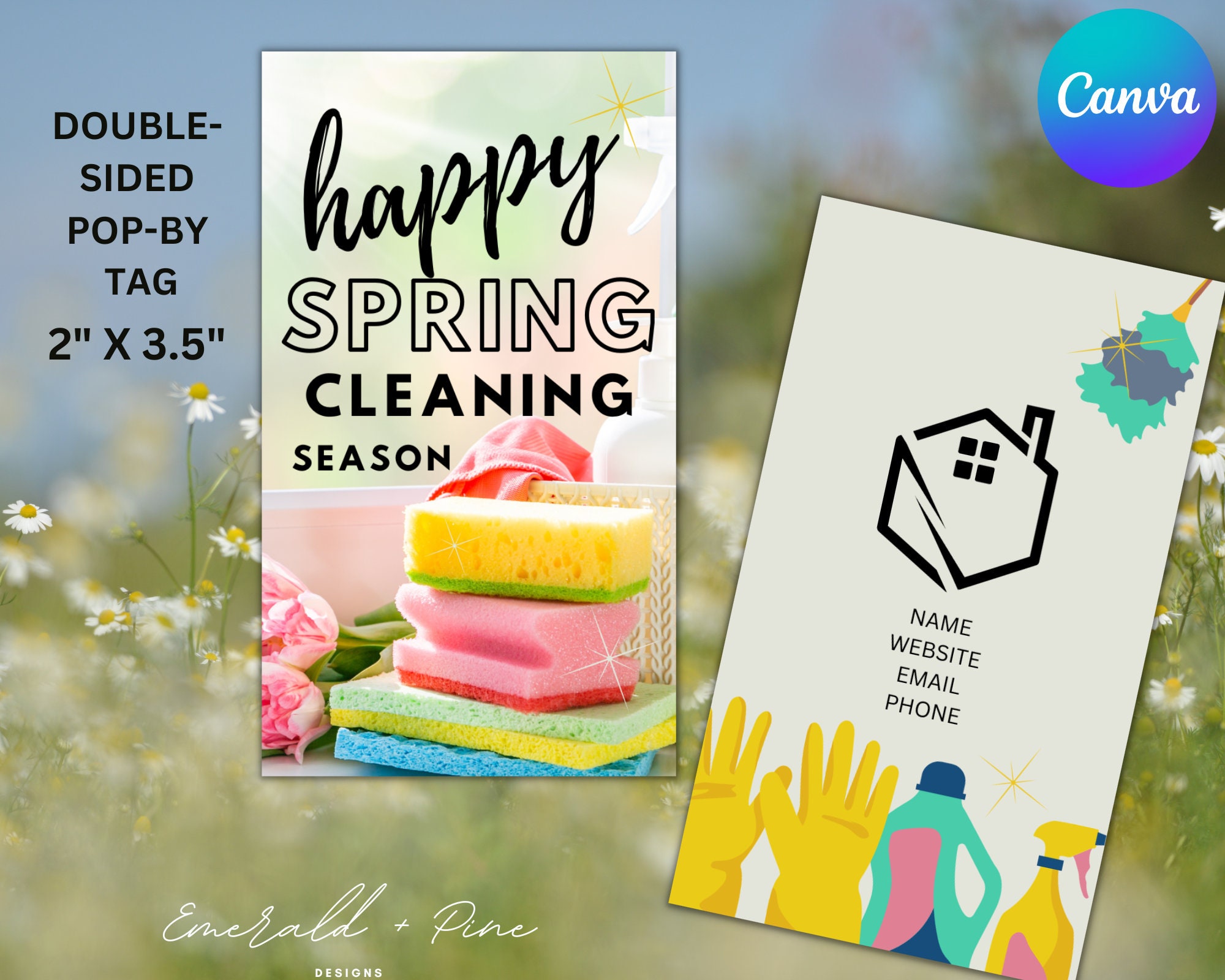 SPRING CLEANING Popby Gift Tag Canva Custom Digital Instant Download ...