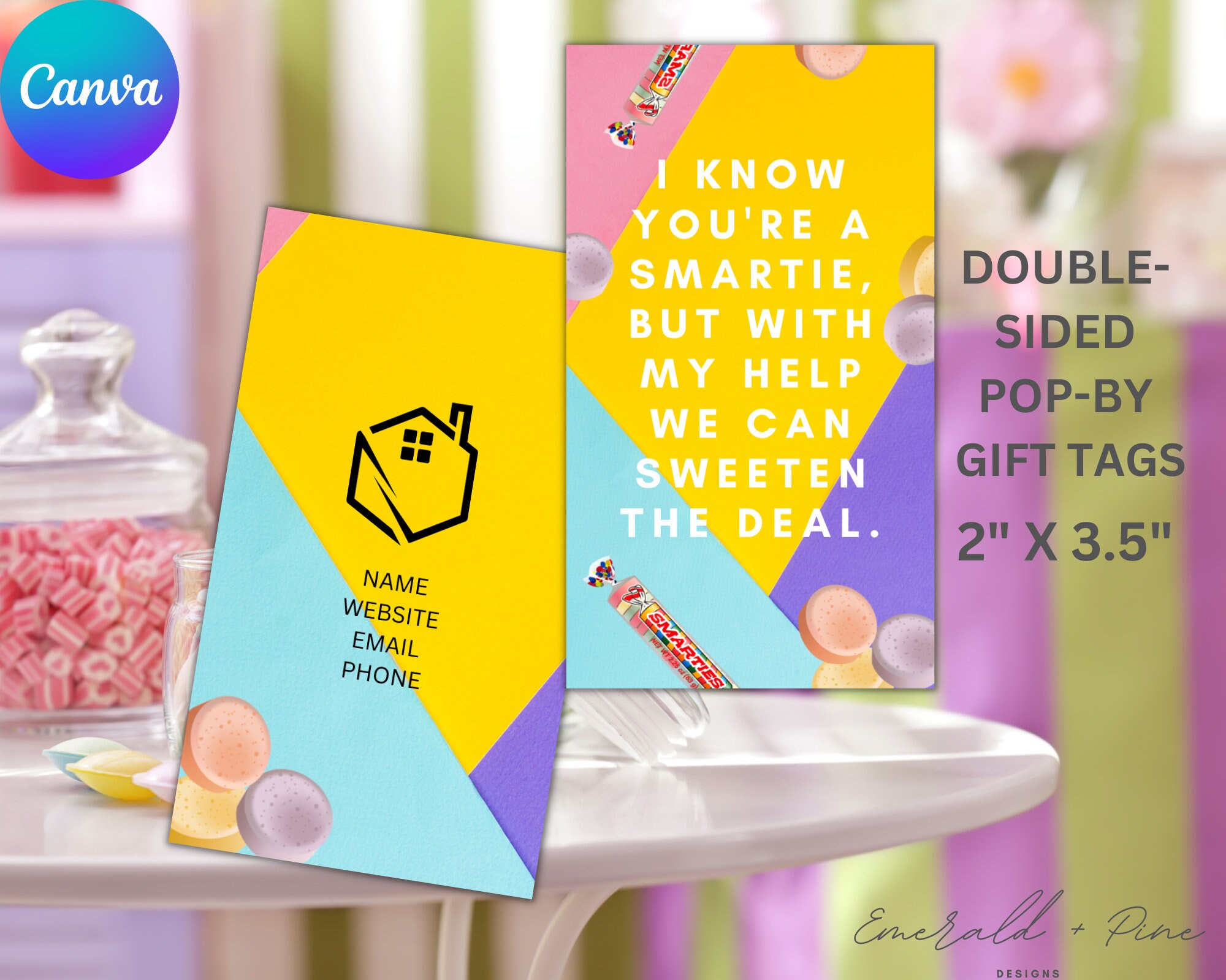 Smarties Candy Popby Gift Tag Canva Custom Digital Instant Download Pop ...