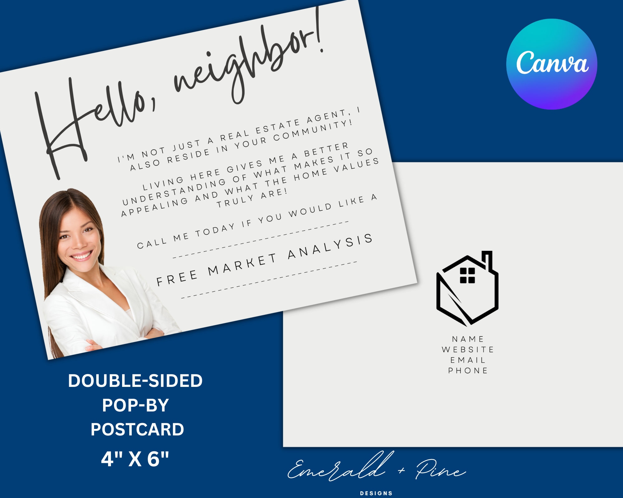 Hello Neighbor Postcard Popby Gift Tag Canva Custom Digital Instant ...