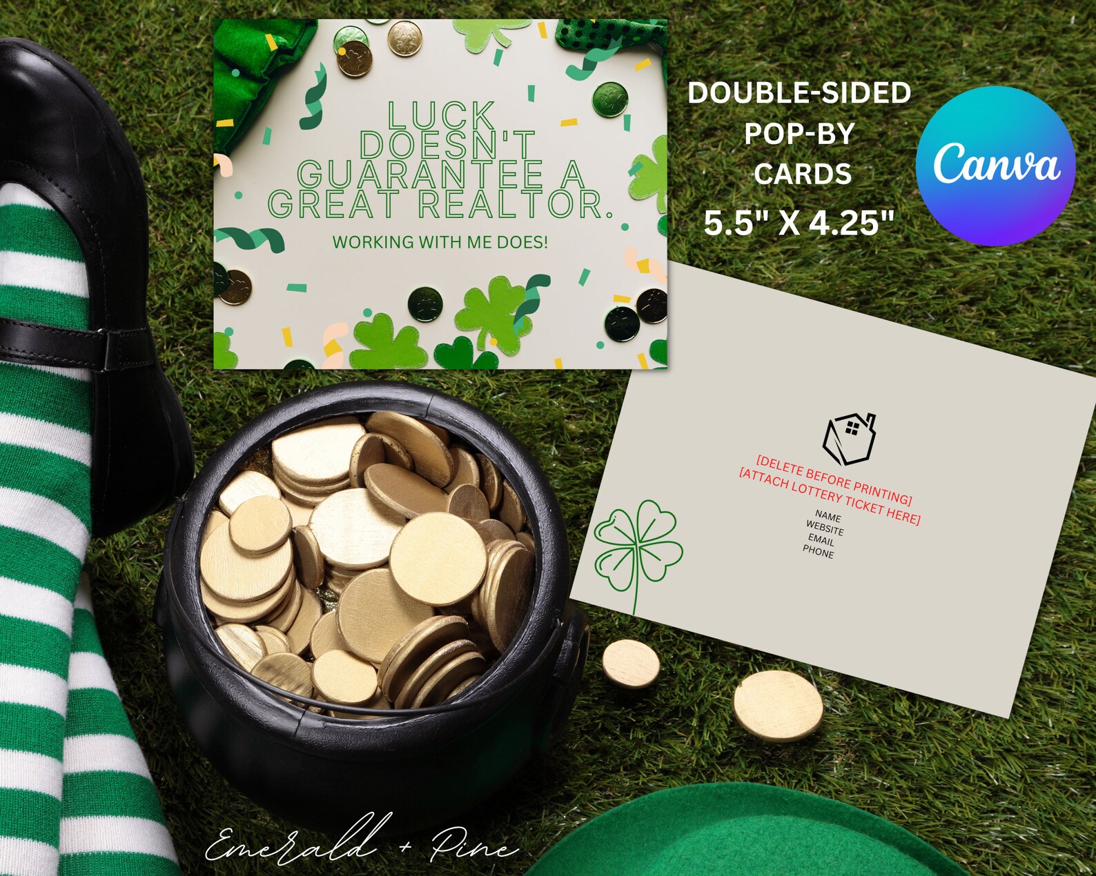 Lucky Lottery St. Patrick's Day Popby Gift Tag Canva Custom Digital ...