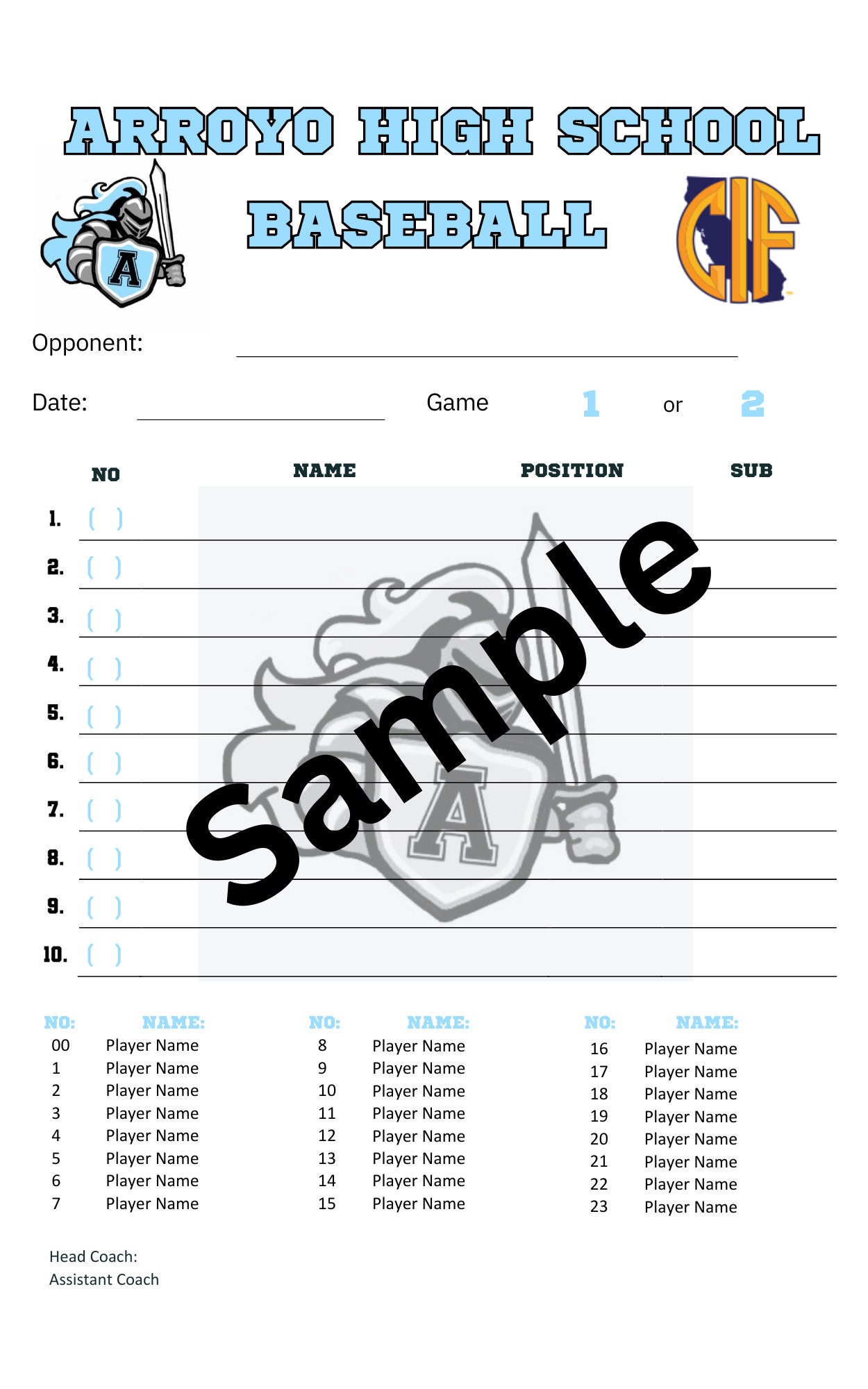 Customizable Fastpitch Softball Baseball Line up Cards Printable 5x8 ...