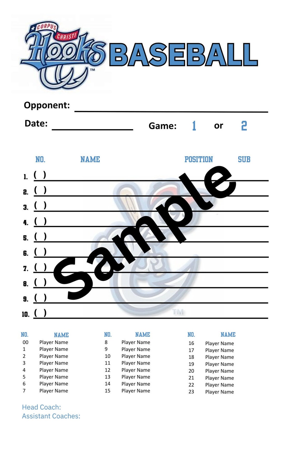 Customizable Fastpitch Softball Baseball Line up Cards Printable 5x8 ...