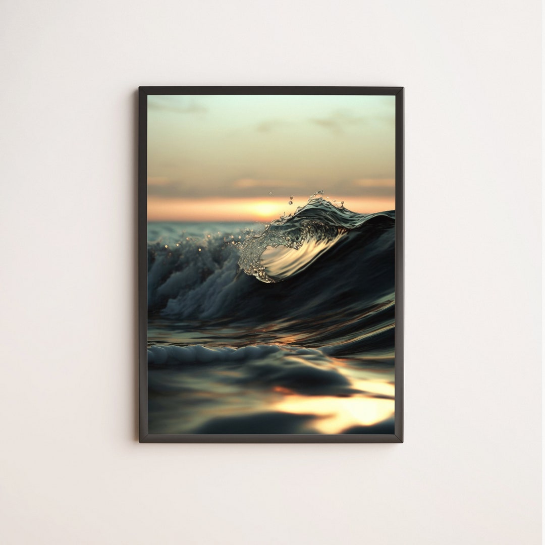 Serene Ocean Waves Printable Art, Blue Ocean Wall Art Art, Wild Ocean ...