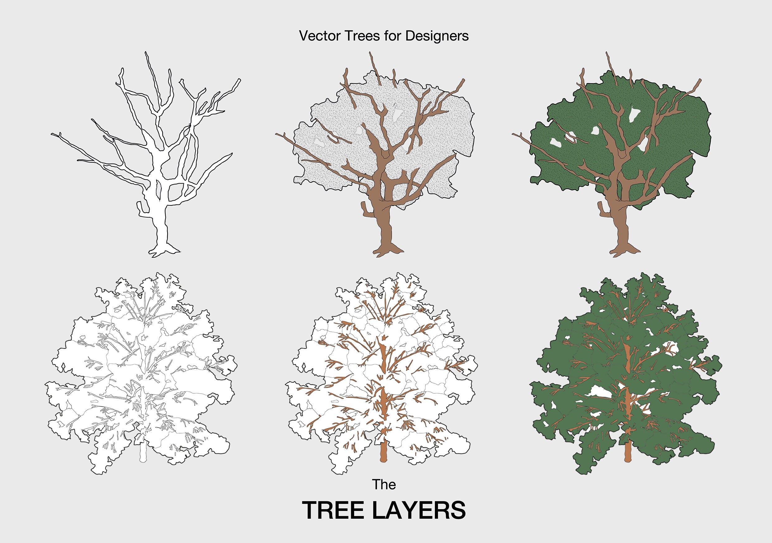 2D Vector Trees for Designers. Axonometric and Isometric View. EPS, Illustrator, PNG, SVG. - Etsy