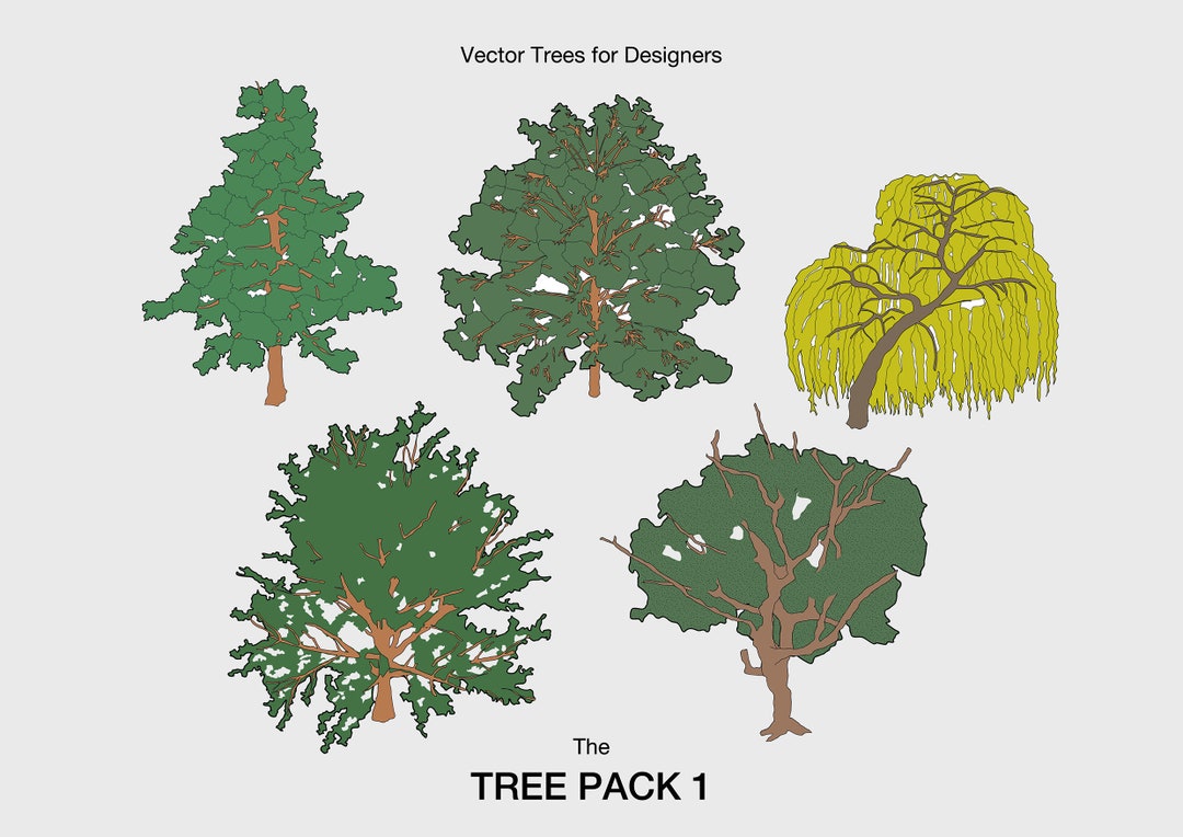 2D Vector Trees for Designers. Axonometric and Isometric View. EPS ...