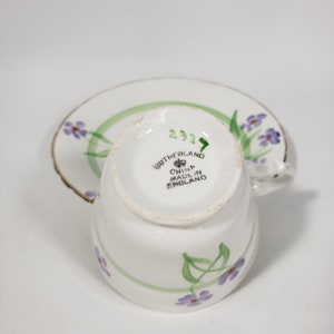 Sutherland Bone China Teacup & Saucer 2337 Hand Painted Purple Flowers ...