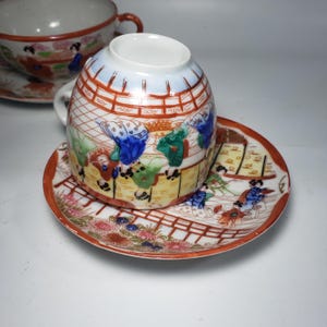 2 Geisha Girl Motifed Hand Painted Chinoiserie Tea Cup and Saucer - Etsy