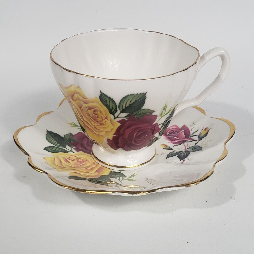 Royal Imperial Finest Bone China Made in England Yellow and Pink Roses ...