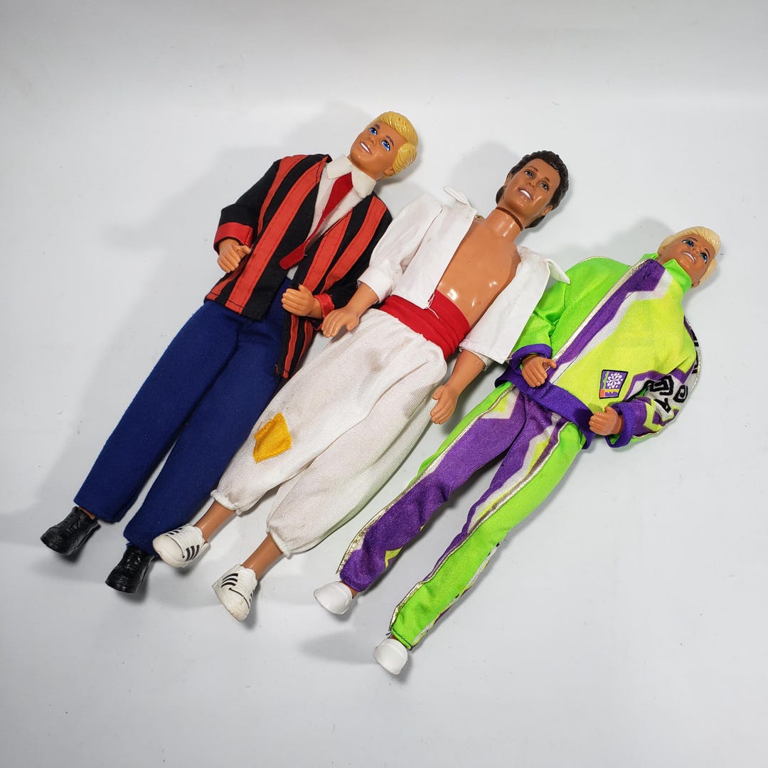 3 Vintage Ken Barbie Dolls With Costumes Circa 1968, 1990 Blonde Hair ...