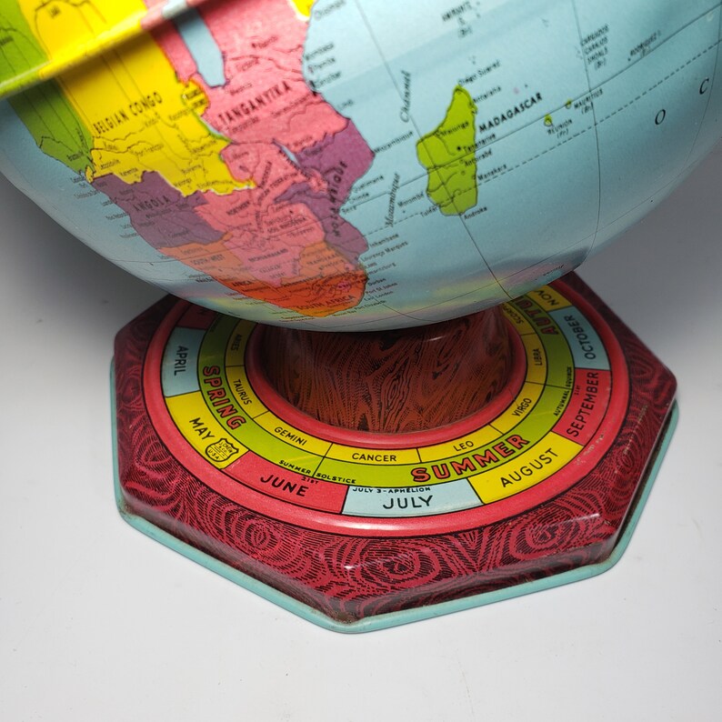 1950s J. Chein Co. Tin World Globe With Seasons & Zodiac 9 Tall - Etsy
