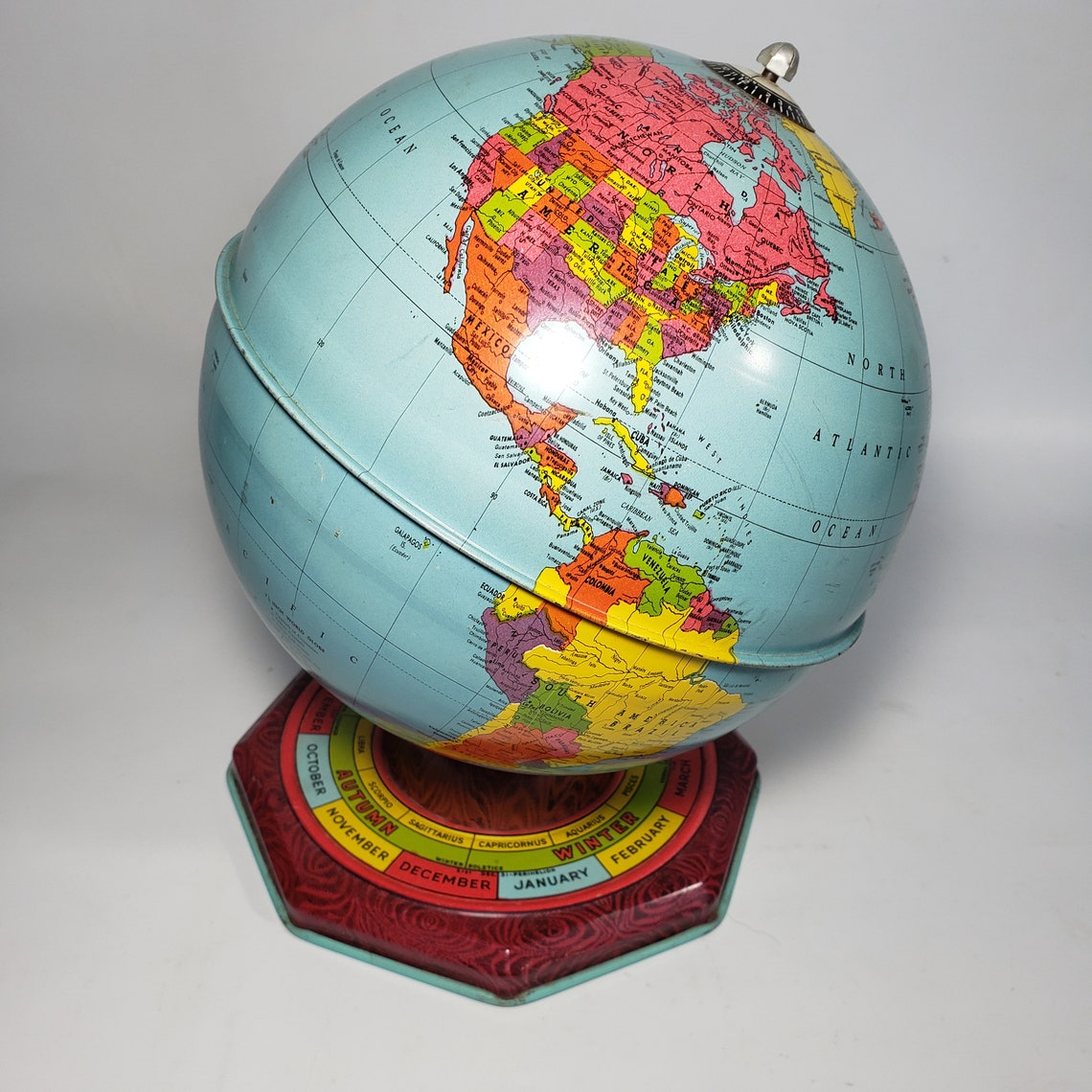 1950s J. Chein Co. Tin World Globe With Seasons & Zodiac 9 Tall - Etsy