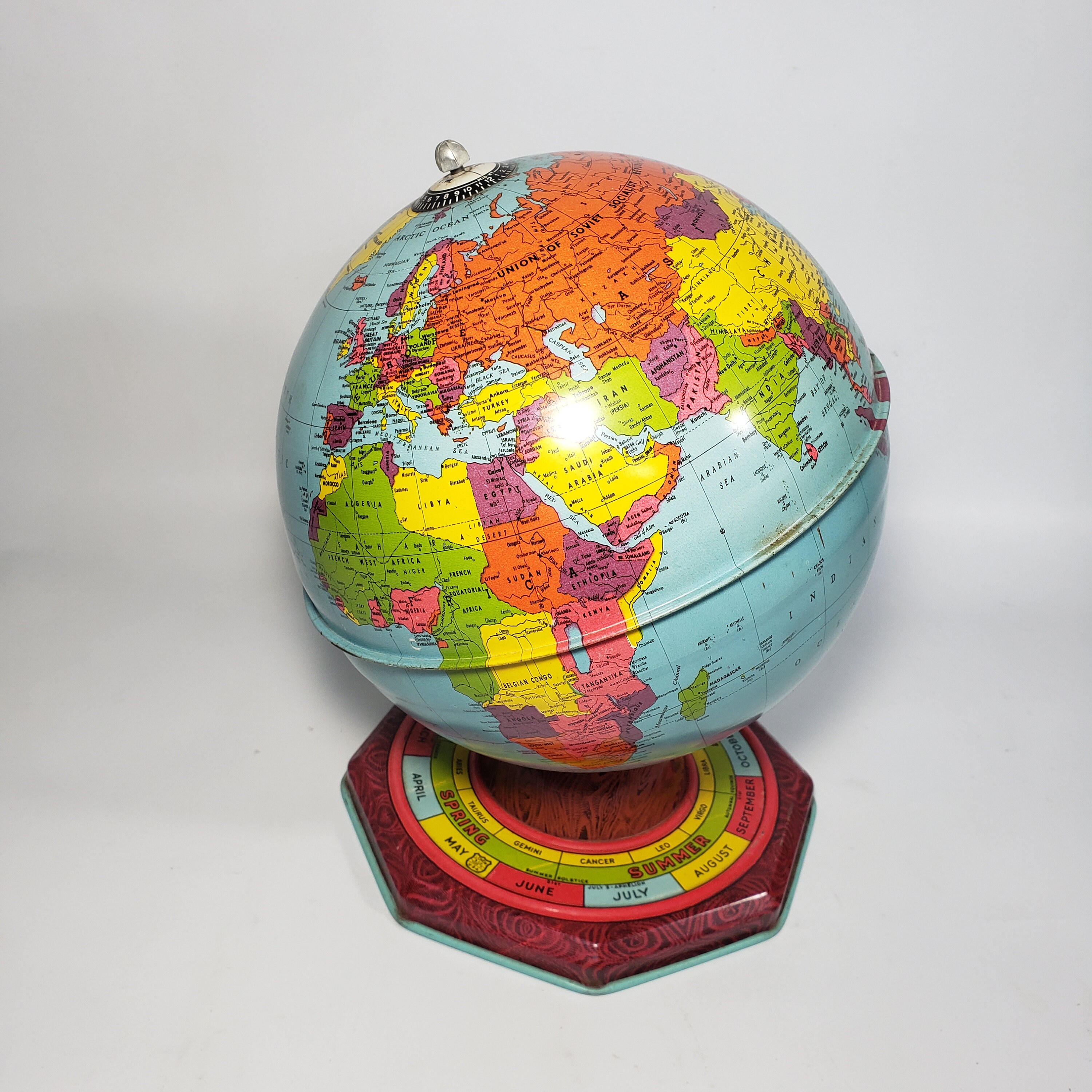 1950s J. Chein Co. Tin World Globe With Seasons & Zodiac 9 Tall - Etsy