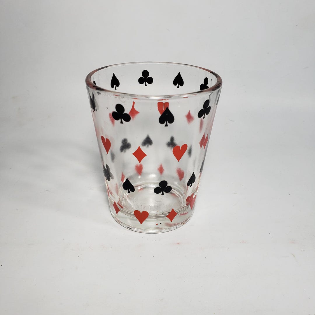 70s Schwartz Mustard Poker Bridge Card Suits Glass Juice Cup - Etsy