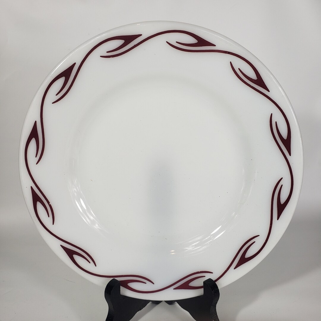 Pyrex Tableware Corning Ruby Scroll Maroon Hook 9.5"dinner Plate - Etsy