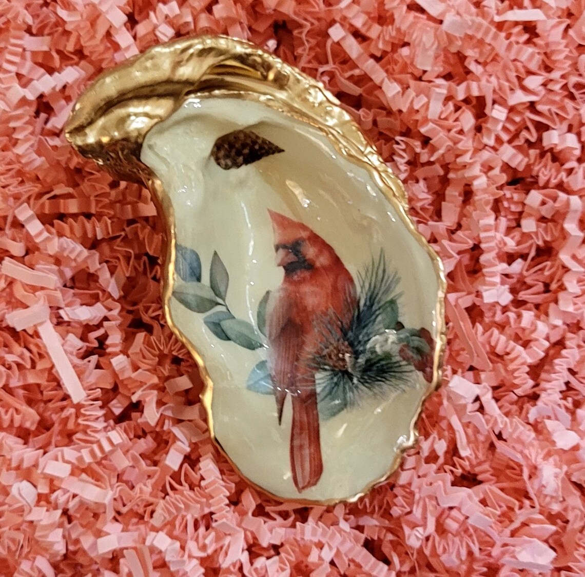 Red Cardinal: Decoupaged Oyster Shell - Etsy