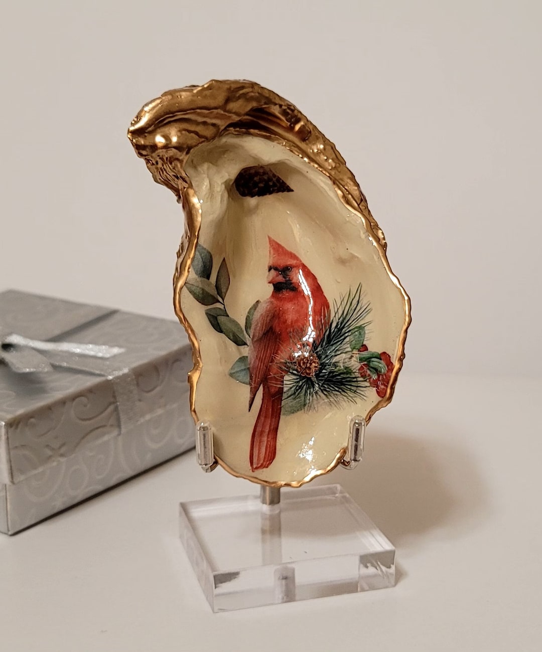 Red Cardinal: Decoupaged Oyster Shell - Etsy