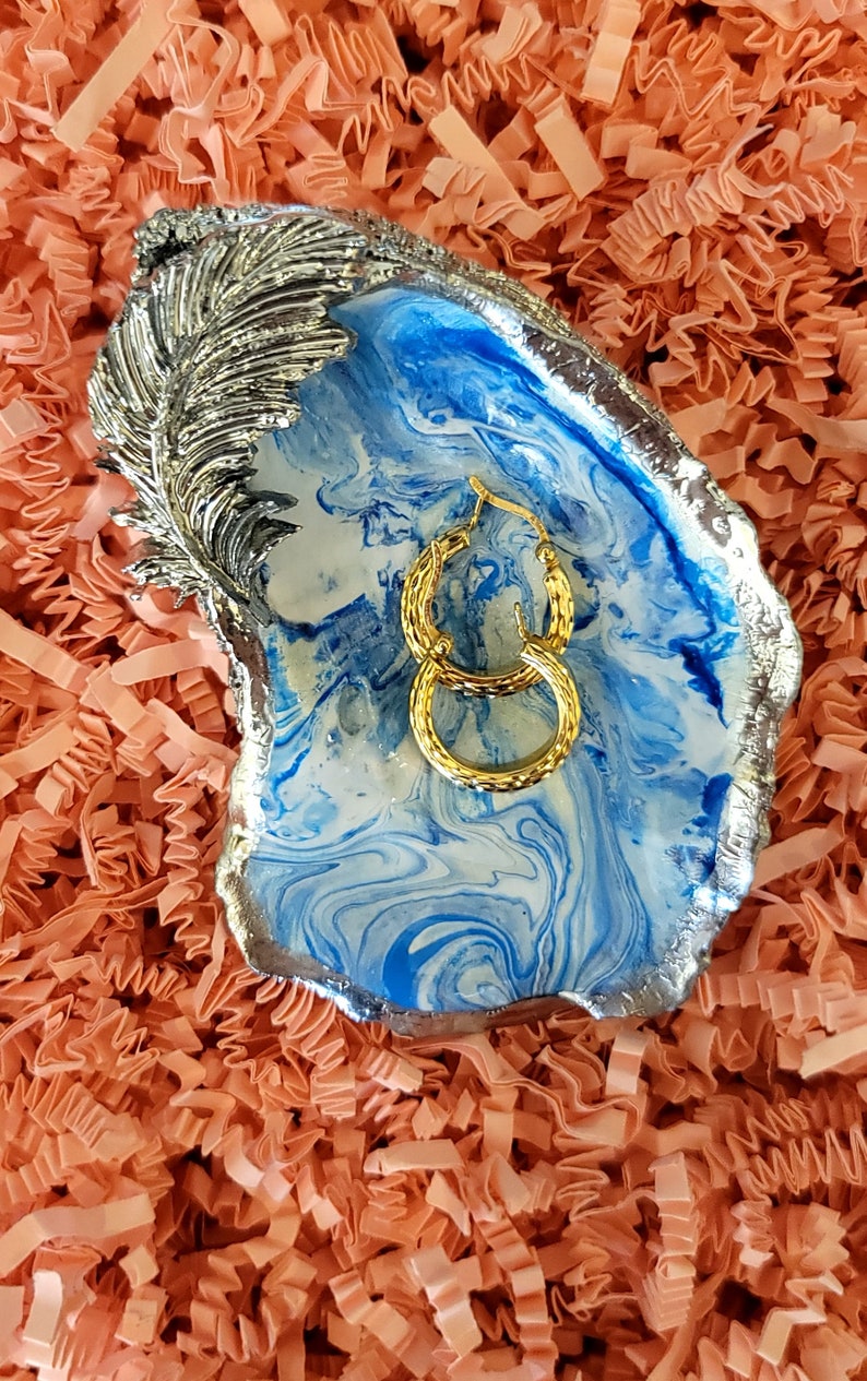 Oyster Shell Jewelry Dish Trinket Dish Pour Painting - Etsy
