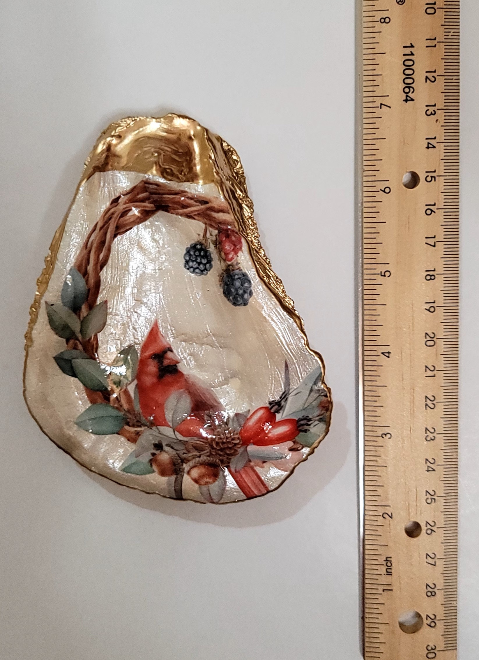 Red Cardinal: Decoupaged Oyster Shell Ornament - Etsy