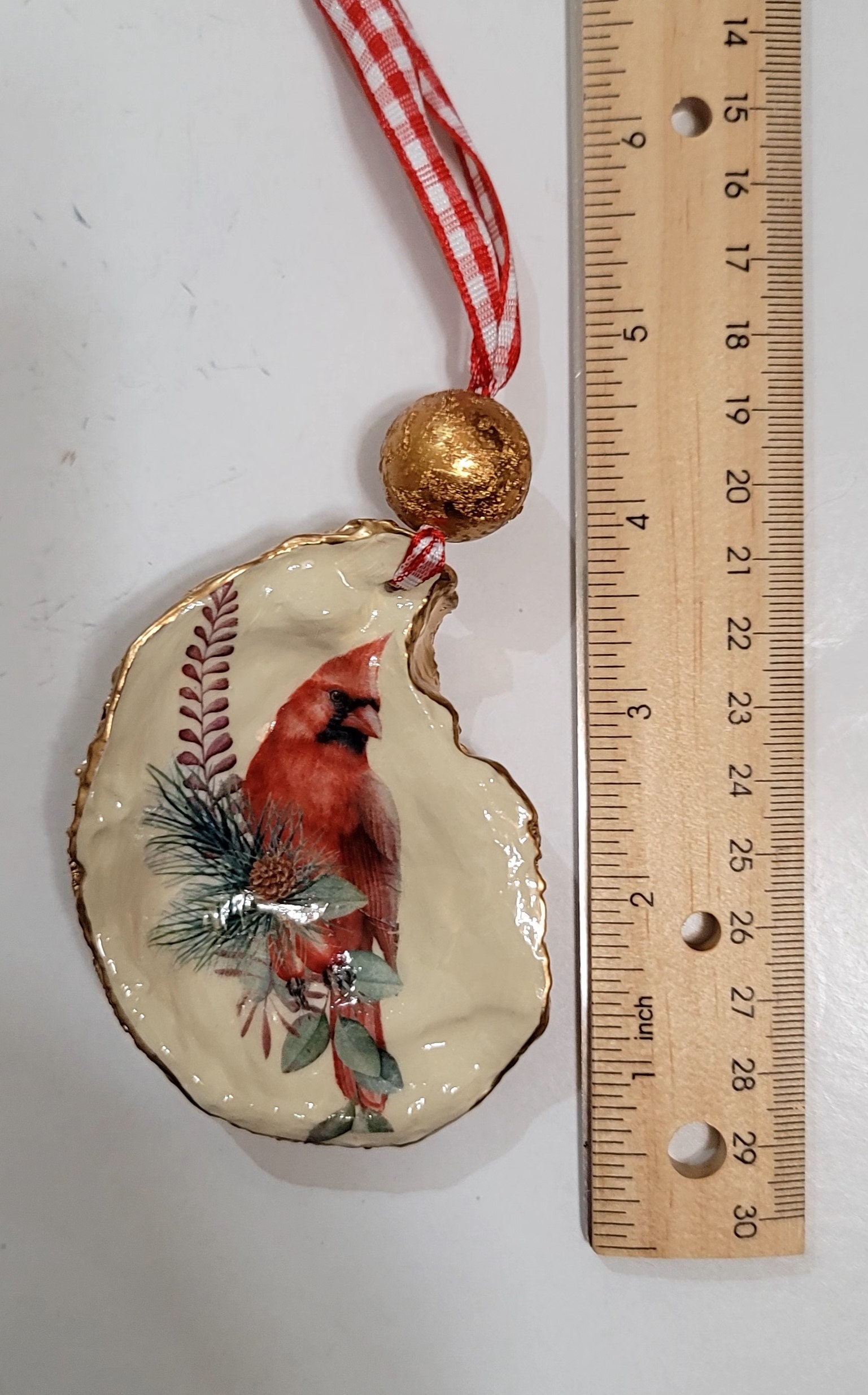 Red Cardinal: Decoupaged Oyster Shell Christmas Tree Ornament - Etsy