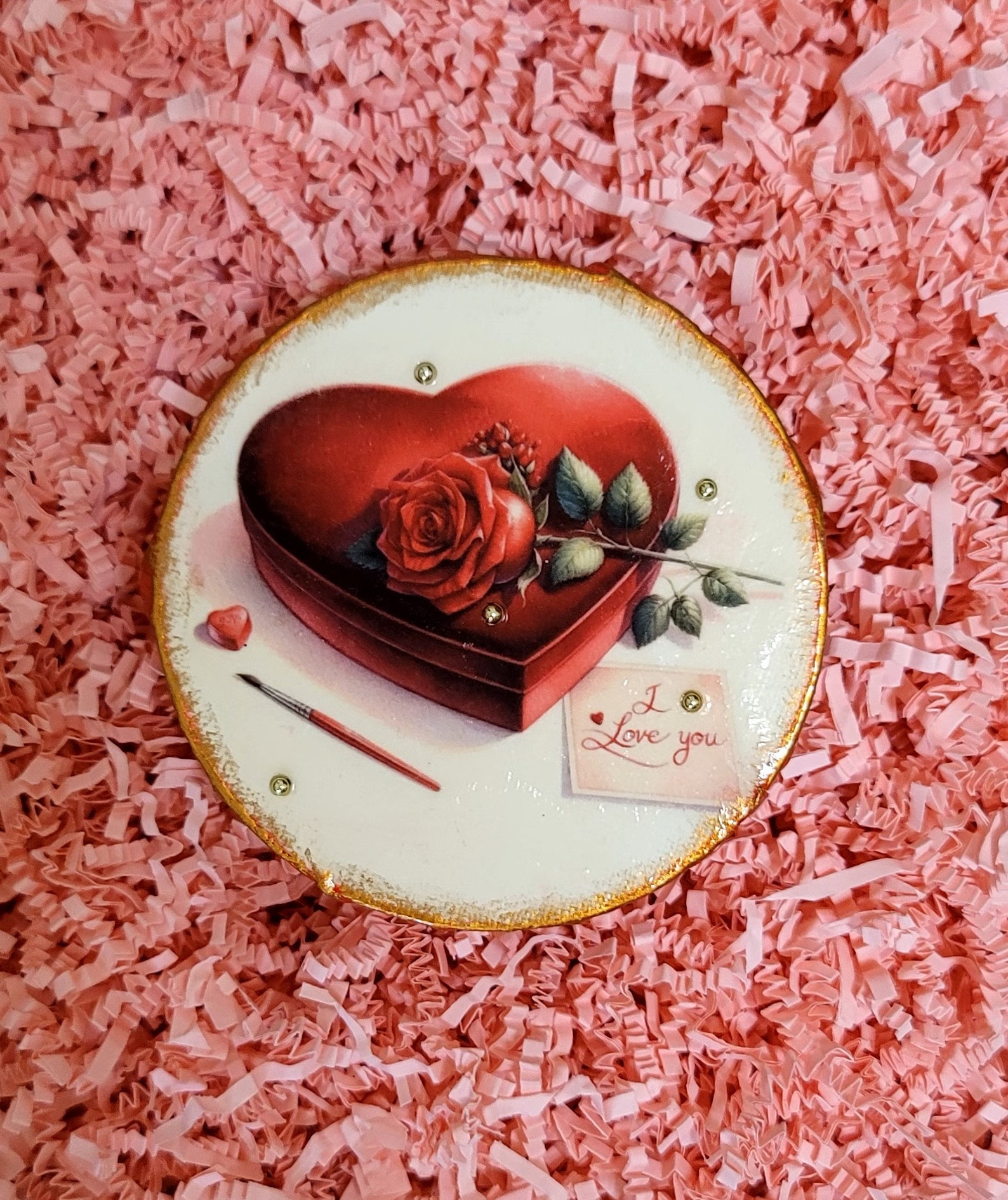 Heart and Rose: Miniature Decoupage on Canvas - Etsy