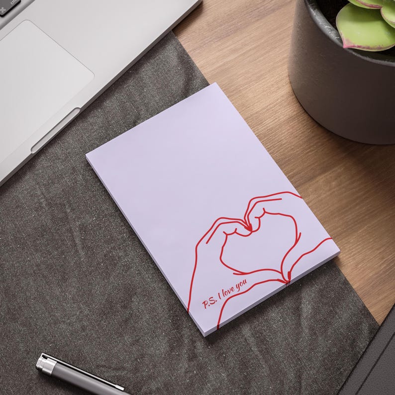 Hand Heart Outline P.S. I Love You Post-it Note Pads: Romantic Sticky ...