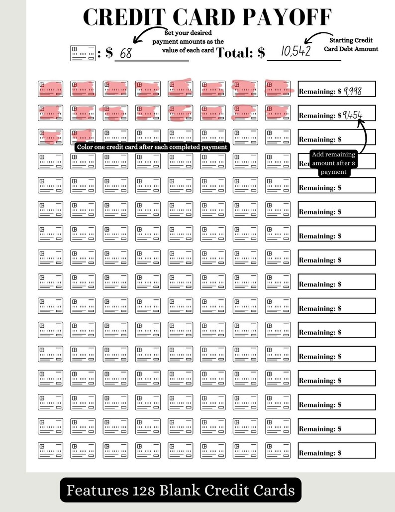 Credit Card Debt Payoff Tracker Credit Card Debt Log Debt Payment ...