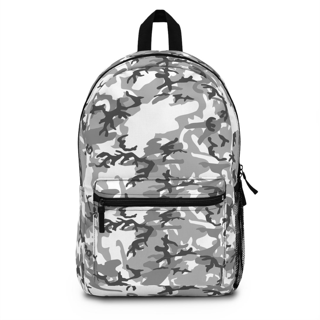 Woodlands Camo Backpack White, Grey and Black Camouflage School ...