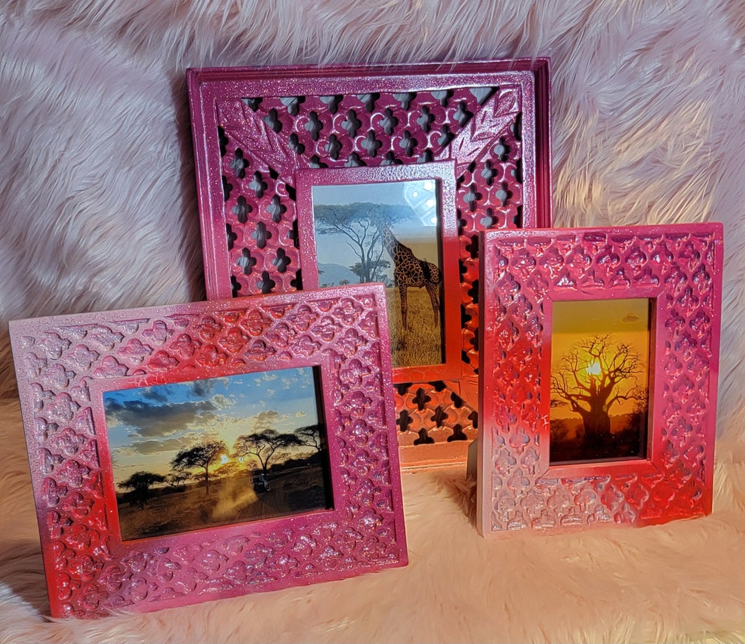 Pink Ombre Upcycled Picture Frame Set - Etsy