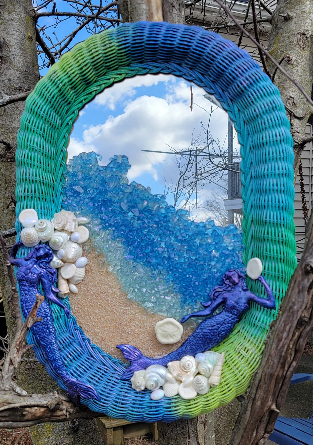 Siren's Call Wicker Mirror - Etsy