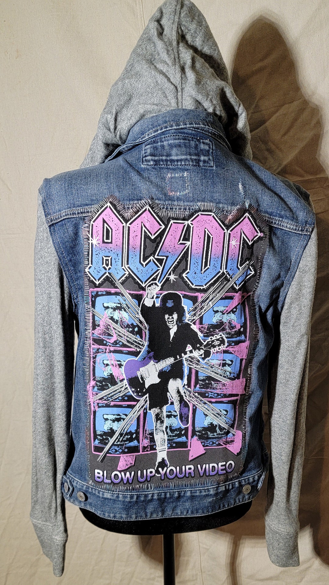 Upcycled AC/DC Denim Jacket - Etsy