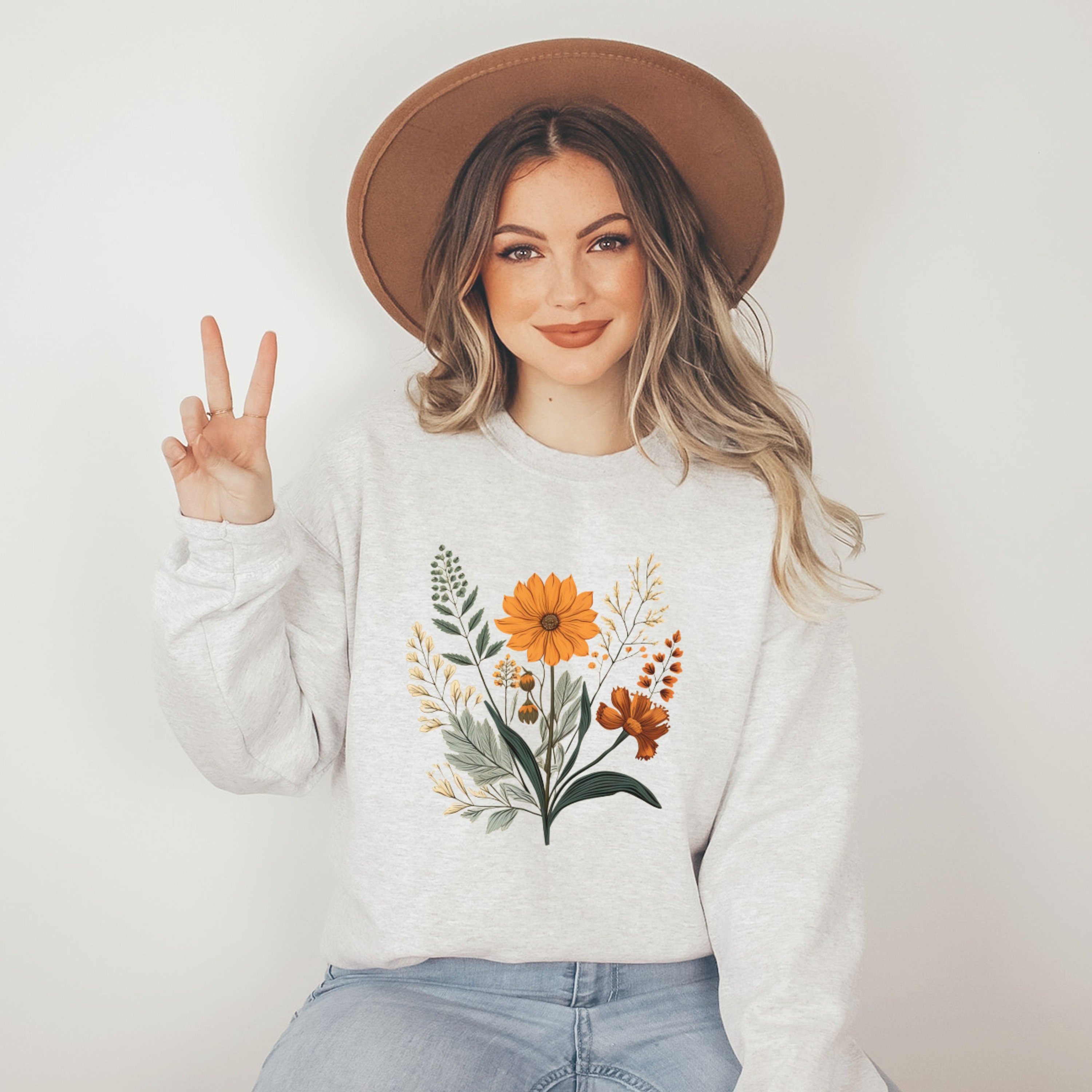 Unisex Wildflower Sweater Boho Flower Sweatshirt Women Floral ...