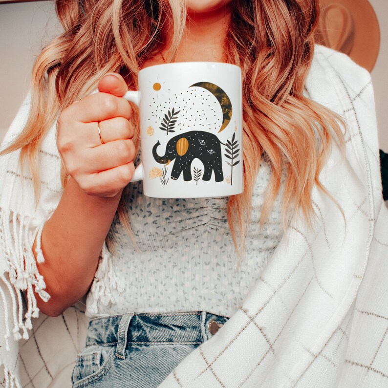 Boho Elephant Mug, Elephant Coffee Mug, Elephant Gifts for Women ...