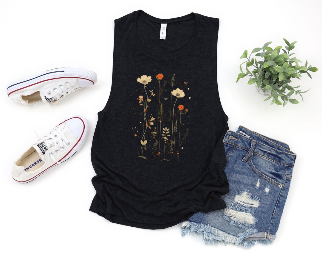 Wildflowers Tank, Botanical Flower Tank Top, Floral Shirt, Gift for ...