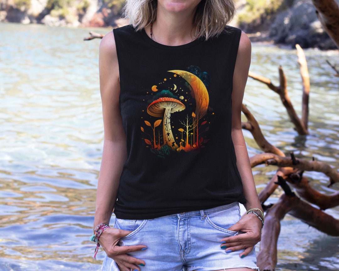 Cottagecore Mushroom Tank, Mushroom Moon Tank, Nature Aesthetic ...