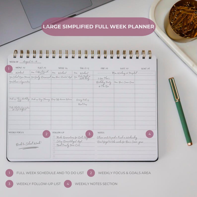 Undated Weekly Planner | Time Management Planner | Academic Weekly ...