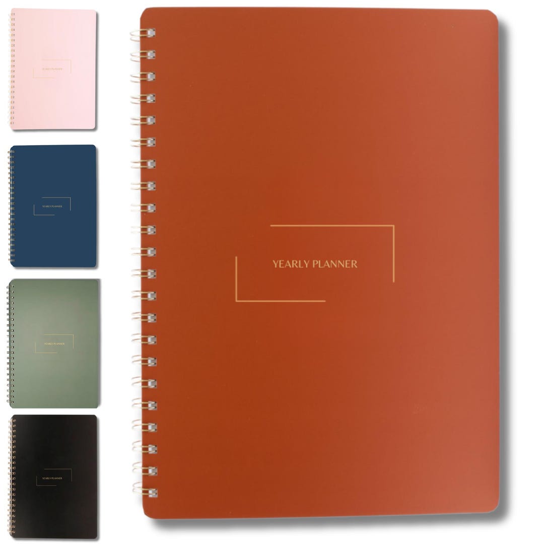 Yearly Planner – Undated Hardcover Monthly & Weekly Organizer | Goal ...