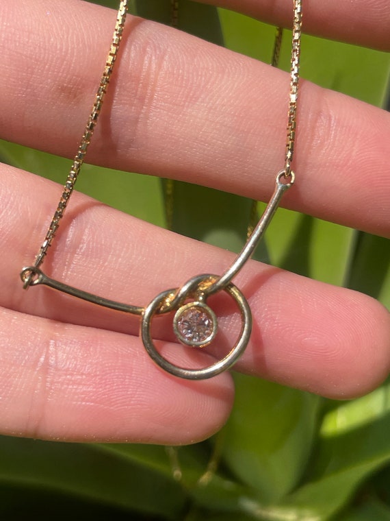 14k gold estate vintage solitaire real diamond neckla… - Gem