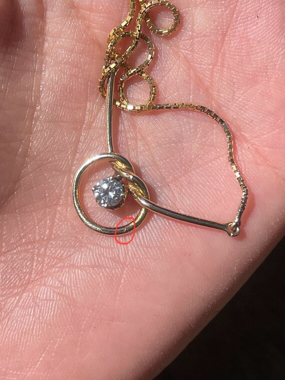 14k gold estate vintage solitaire real diamond neckla… - Gem