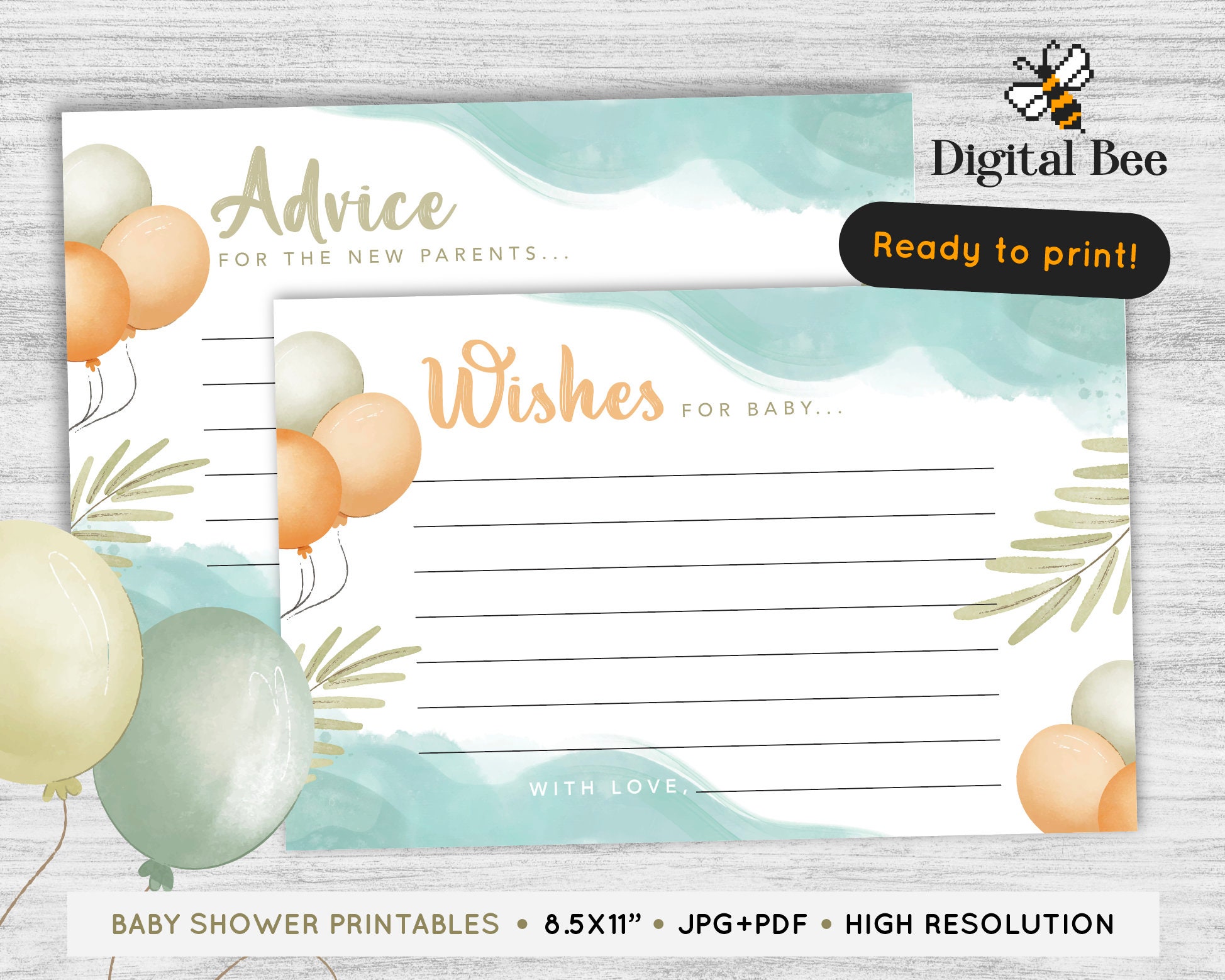 Printable Baby Shower Notes, Digital File, Instant Download - Etsy