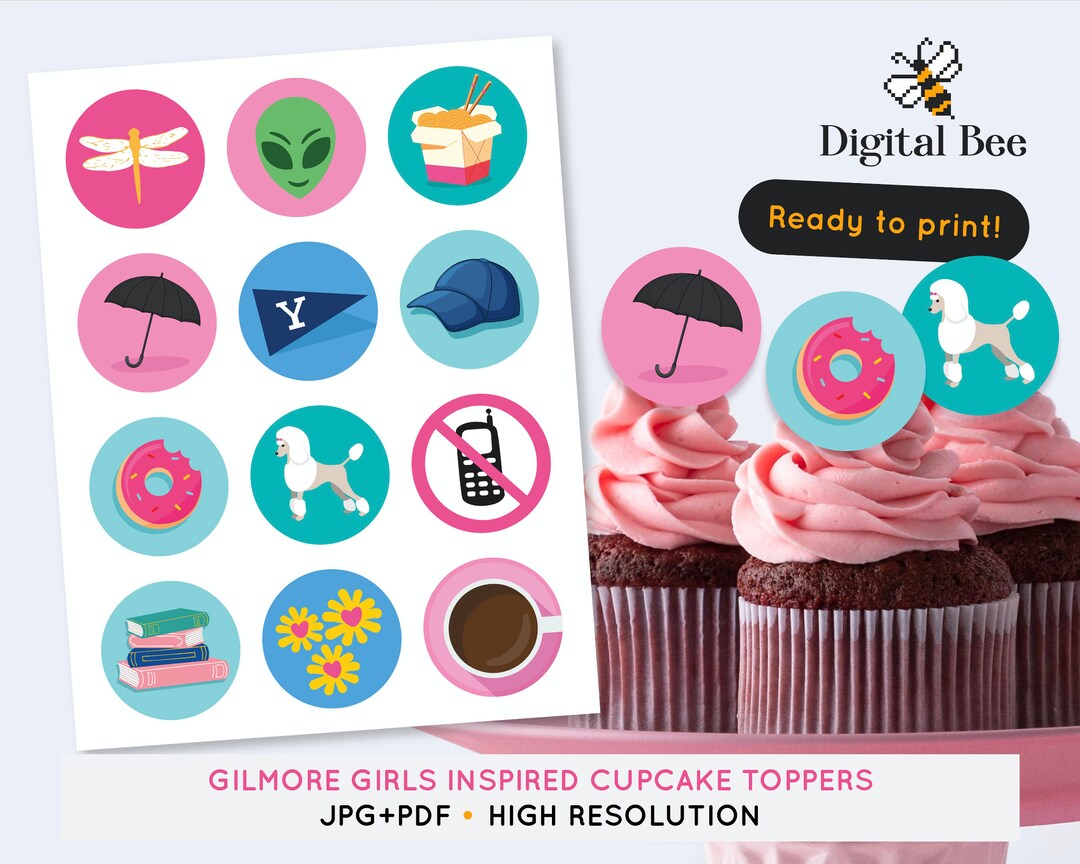 Gilmore Girls Inspired Cupcake Toppers, Gilmore Girls Inspired Design ...