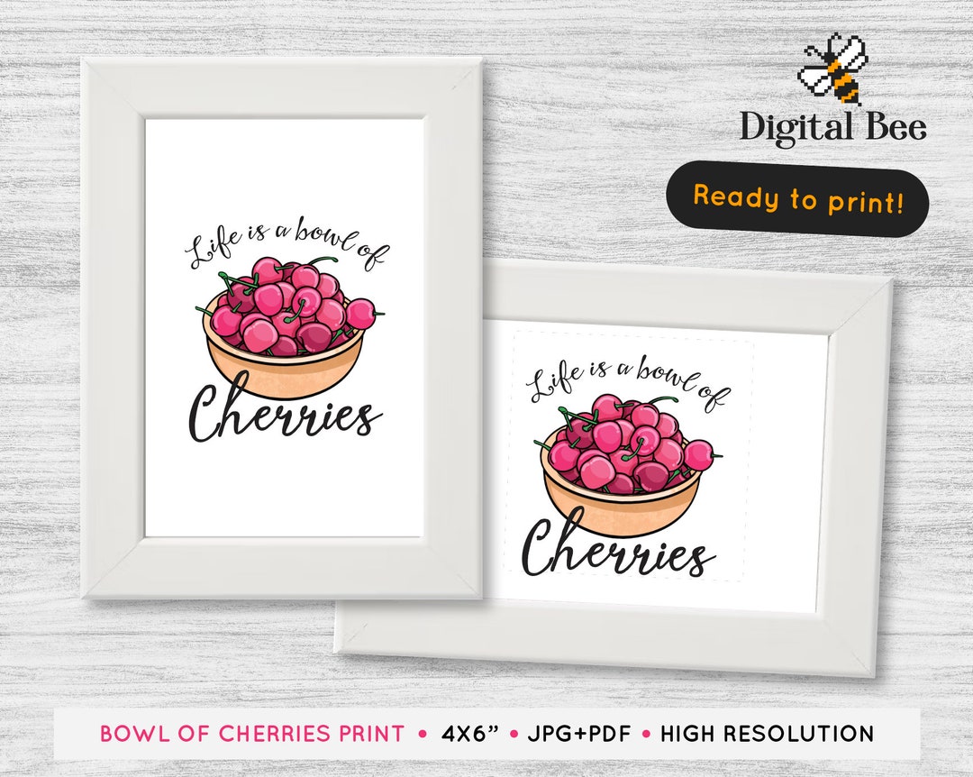 Printable Cherries Image, Printable Bowl of Cherries Image, Digital ...