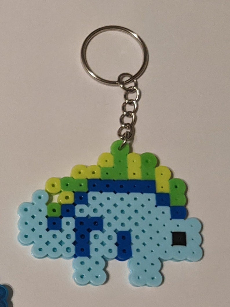 Perler Dinosaur Keychains Etsy