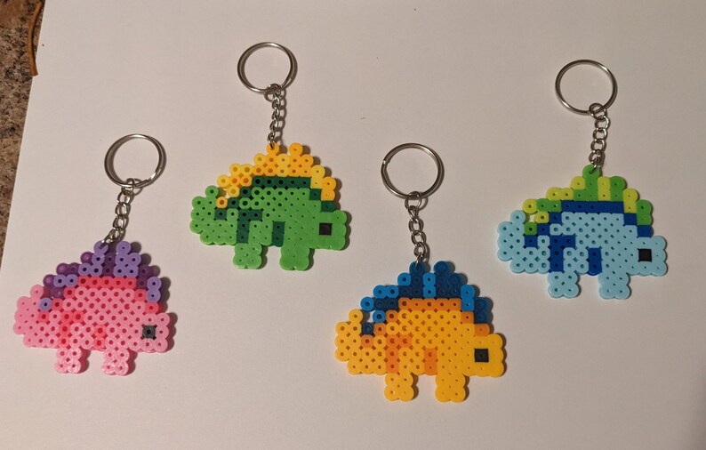 Perler Dinosaur Keychains Etsy