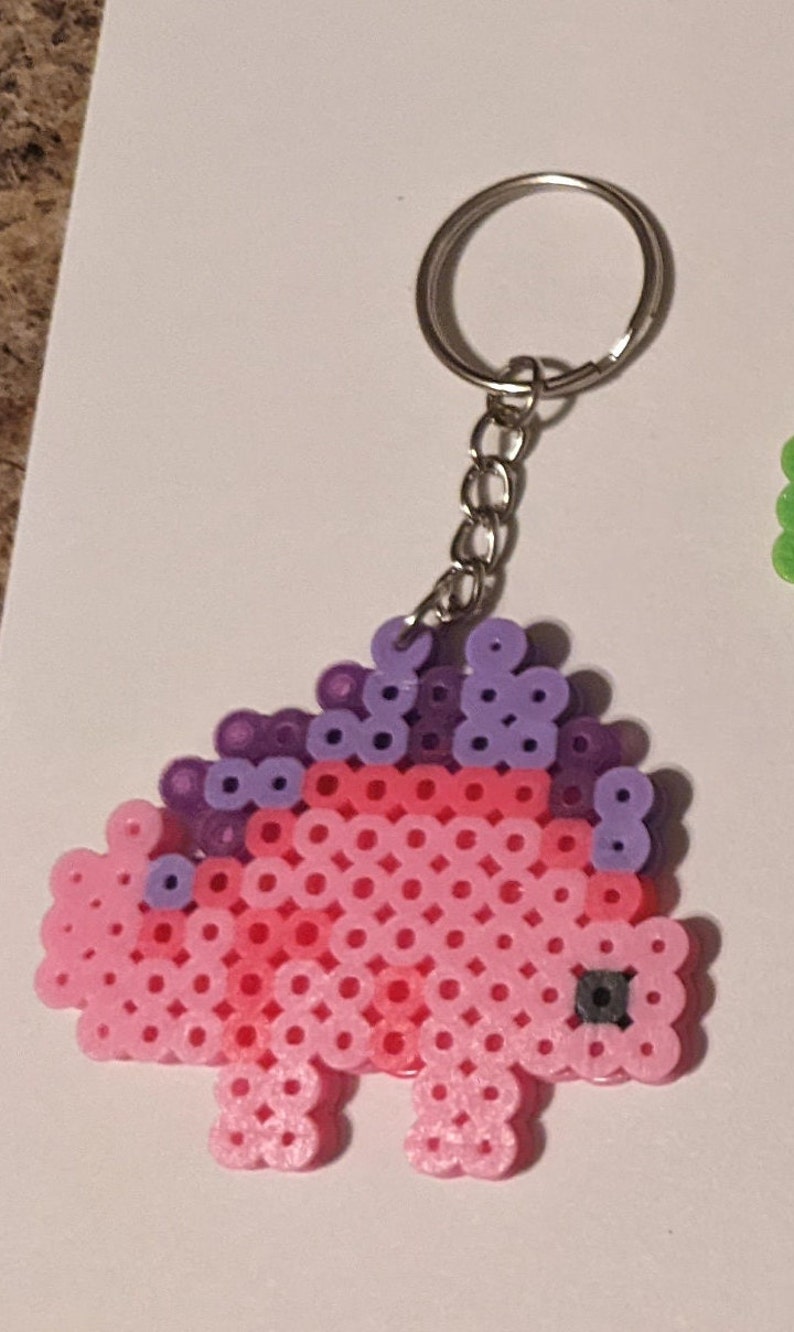 Perler Dinosaur Keychains Etsy